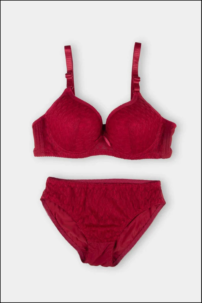Red Elegant Dream Padded Bra and Panty Set – Womante